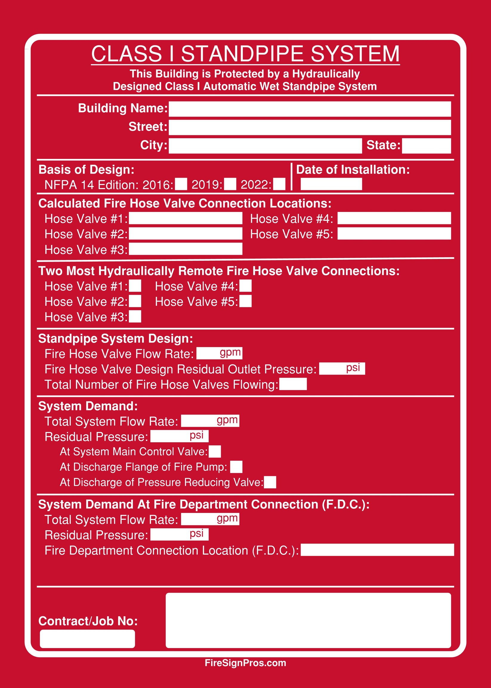 NFPA 14 Automatic Wet Standpipe – Fire Sign Pros