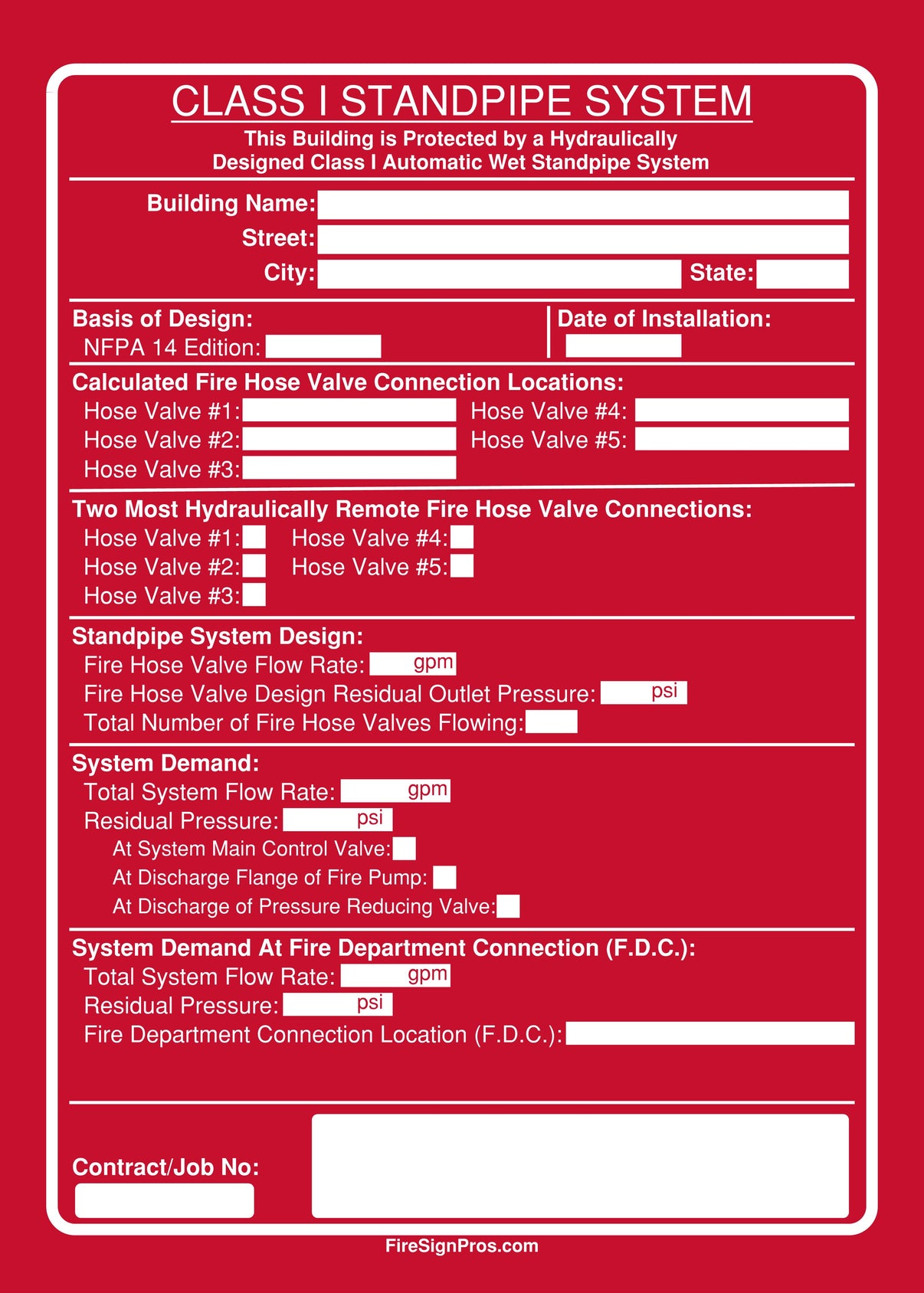 NFPA 14 Automatic Wet Standpipe Sign – Fire Sign Pros