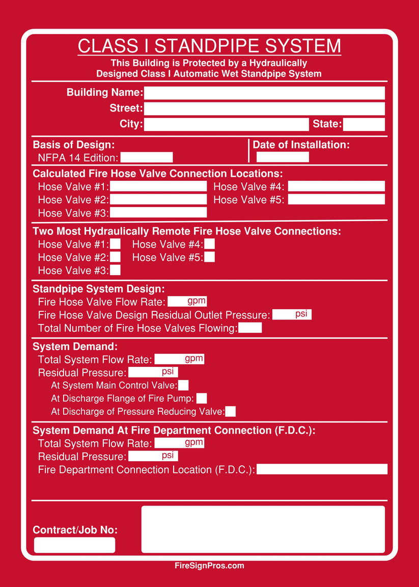 NFPA 14 Automatic Wet Standpipe Sign – Fire Sign Pros